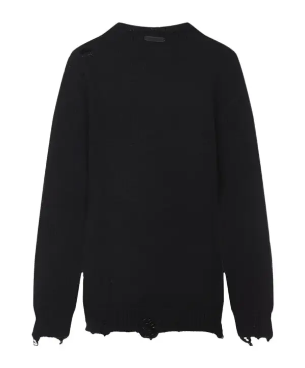 Moschino Distressed Smiley Face Crewneck Jumper