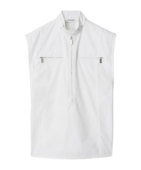 Burberry High-neck Sleeveless Tank Top With Zip Detail - No
