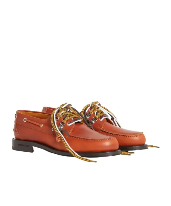 Dsquared2 X Magliano Leather Lace-up Boat Shoes - Brown
