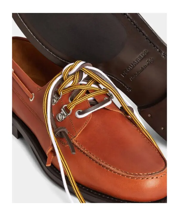 Dsquared2 X Magliano Leather Lace-up Boat Shoes - Brown