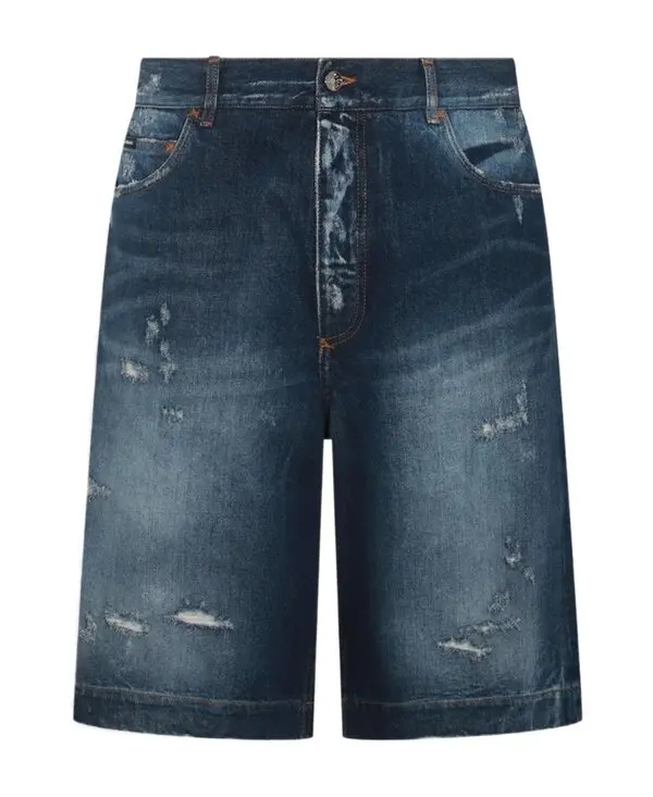 Dolce & Gabbana Ripped Denim Shorts - Blue