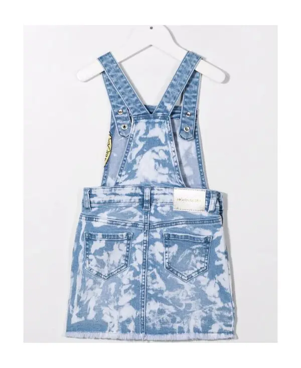 Monnalisa Cartoon Print Denim Pinafore Dress