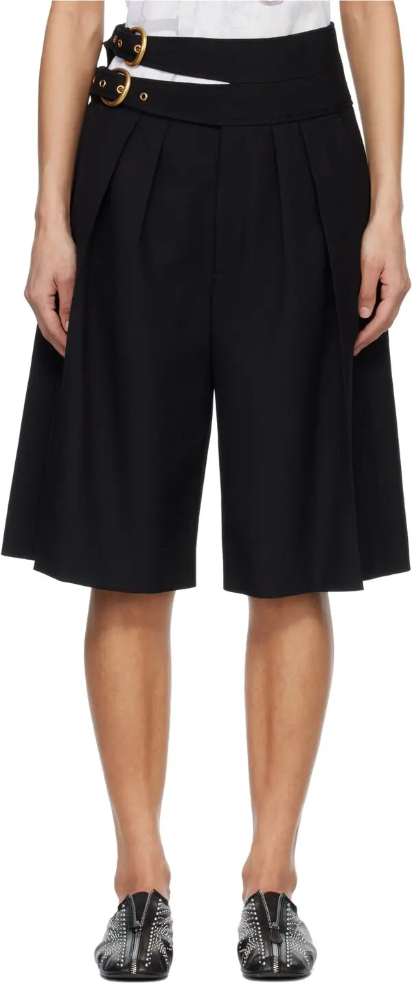 Chloé Double-buckled Knee-length Shorts - Black