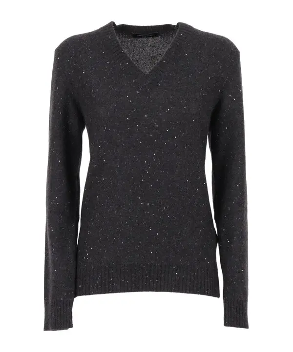 Fabiana Filippi Embellished V-neck Long Sleeve Jumper