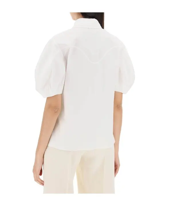 Chloé Embroidered Balloon-sleeved Shirt - White