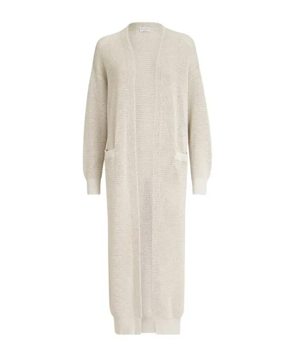 Brunello Cucinelli Maxi Lurex Cardigan - Oat