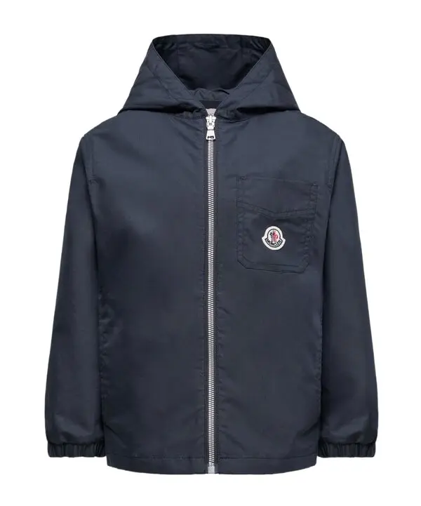 Moncler Poplin Hooded Zip-up Shirt With Pockets - Midnight Blue