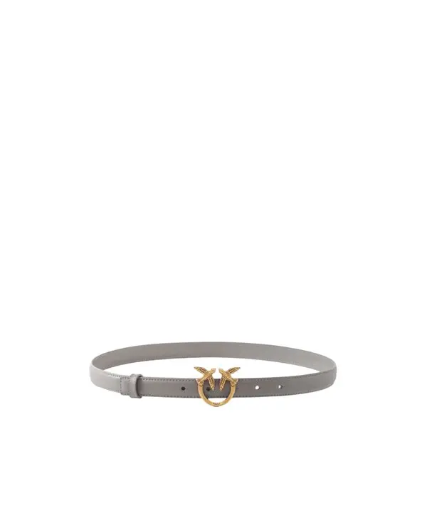Pinko Love Berry Leather Belt - Gray