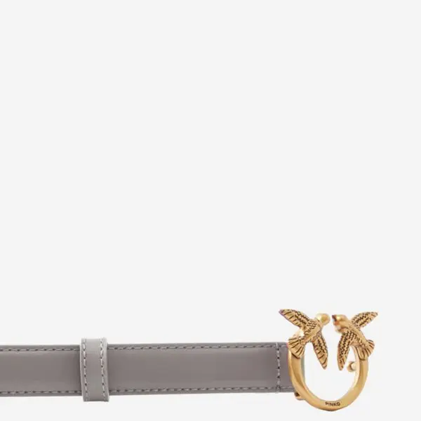 Pinko Love Berry Leather Belt - Gray