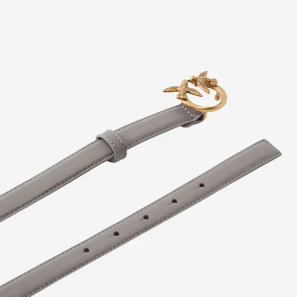 Pinko Love Berry Leather Belt - Gray