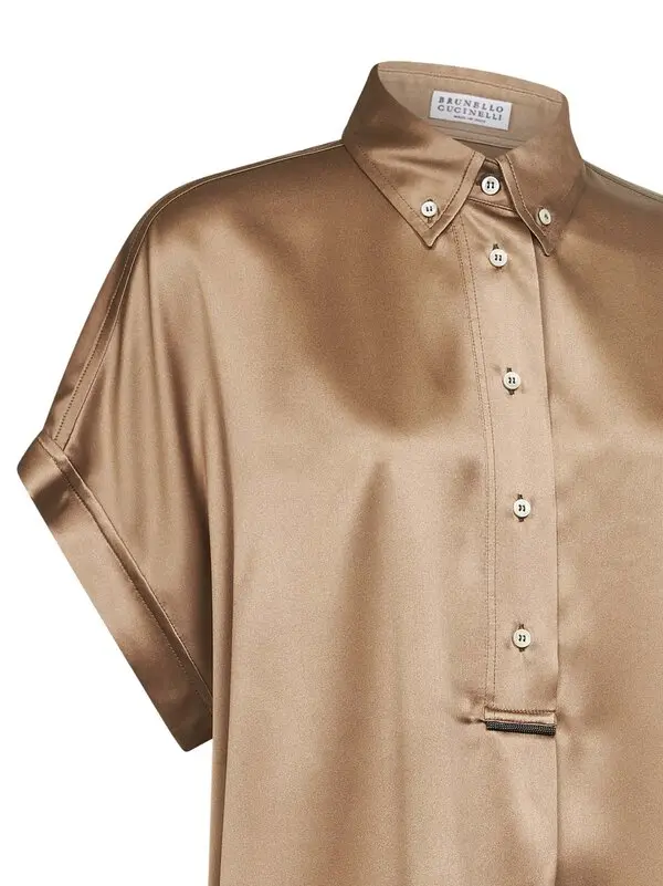 Brunello Cucinelli Short-sleeved Button-down Blouse - Nude