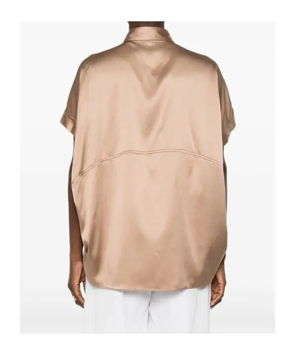 Brunello Cucinelli Short-sleeved Button-down Blouse - Nude