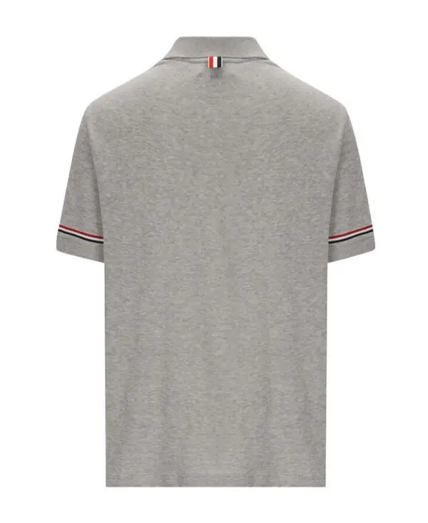 Thom Browne Rwb Striped Short-sleeved Polo Shirt - Medium Gray