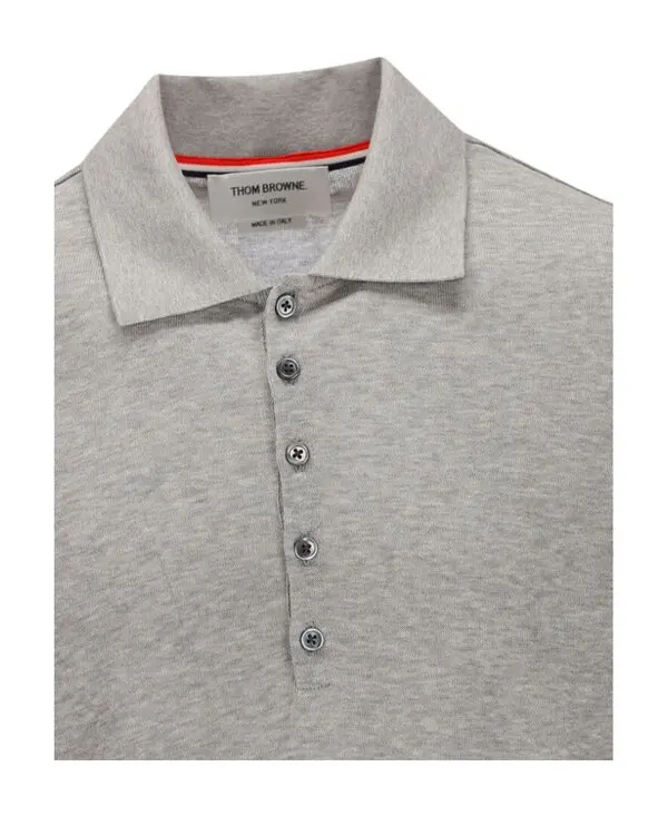 Thom Browne Rwb Striped Short-sleeved Polo Shirt - Medium Gray