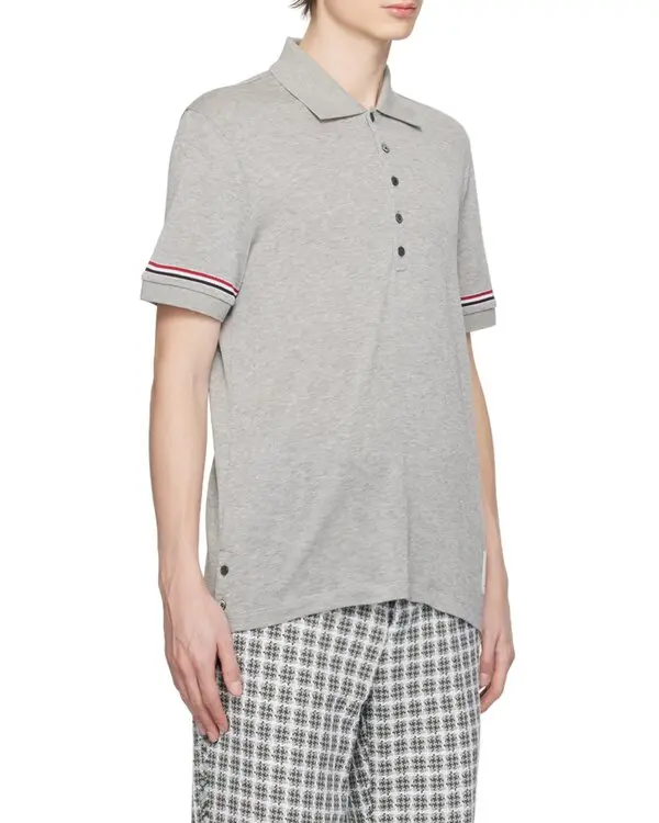 Thom Browne Rwb Striped Short-sleeved Polo Shirt - Medium Gray