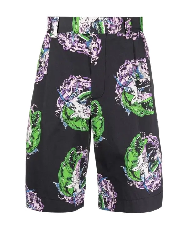 MSGM Graphic Printed Knee-length Shorts