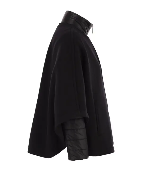 FAY 3-in-1 Double-sided Cape Coat With Removable Padded Jacket - Black
