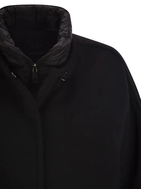 FAY 3-in-1 Double-sided Cape Coat With Removable Padded Jacket - Black