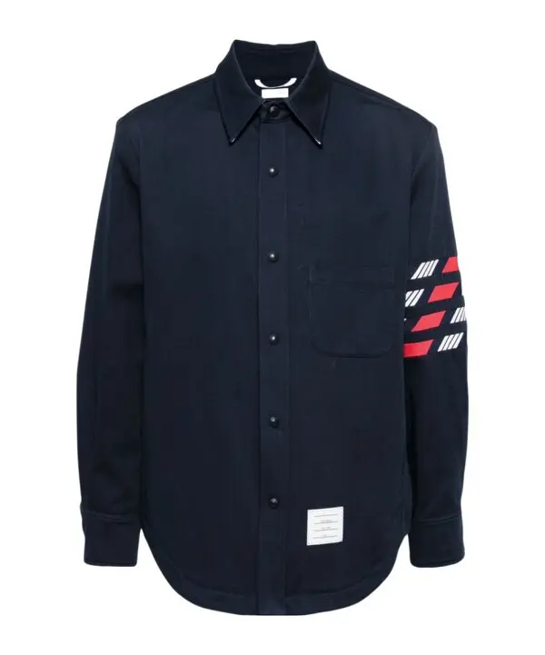 Thom Browne Long-sleeved Lapel Shirt - Navy Blue