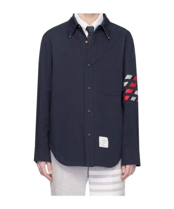 Thom Browne Long-sleeved Lapel Shirt - Navy Blue