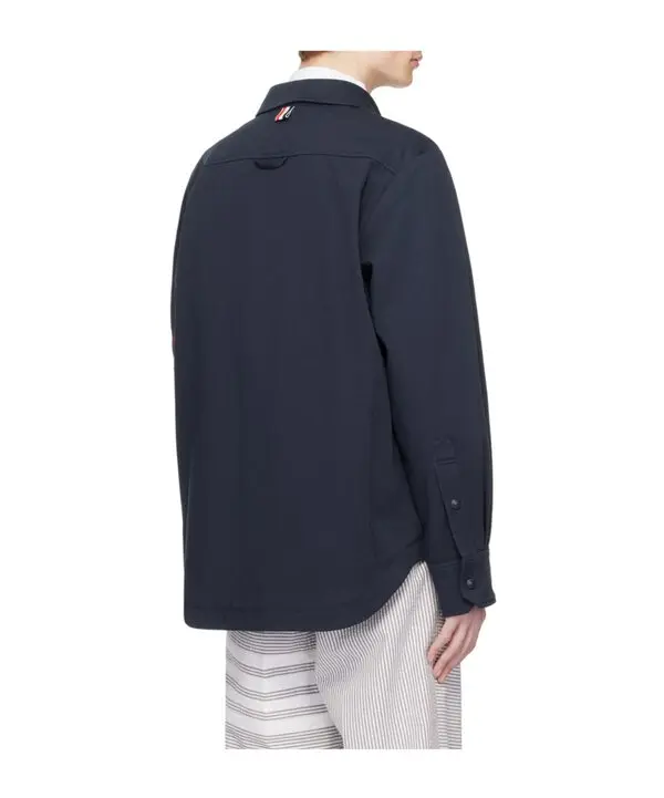 Thom Browne Long-sleeved Lapel Shirt - Navy Blue