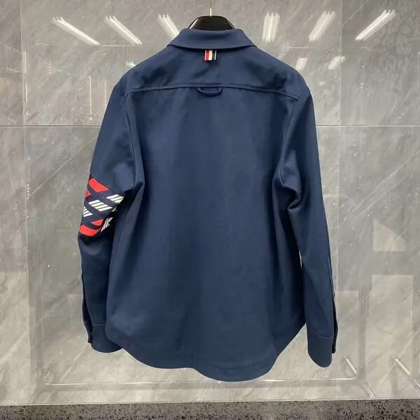 Thom Browne Long-sleeved Lapel Shirt - Navy Blue