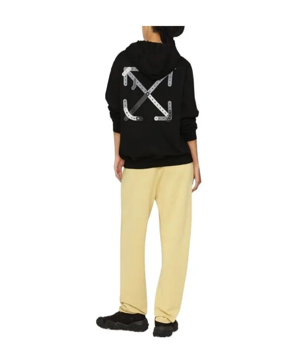 Off-White Arrow Motif Drawstring Hoodie - Black