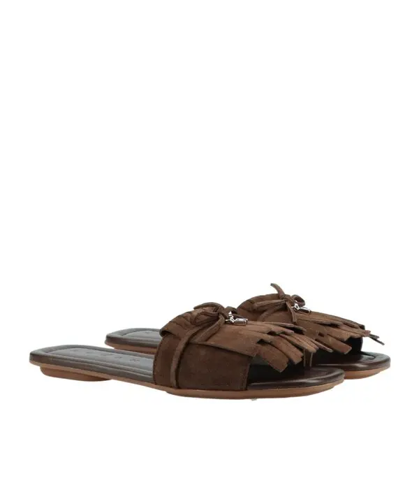 Hogan Fringed Flat Sandals - Brown