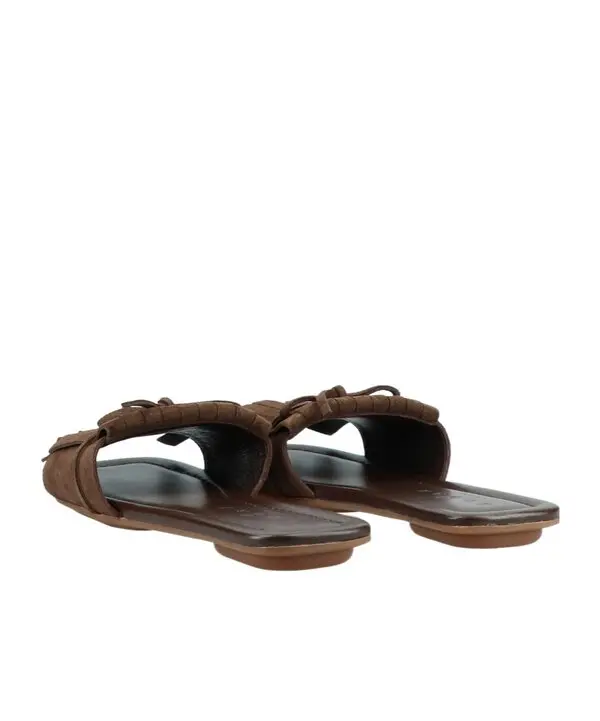 Hogan Fringed Flat Sandals - Brown