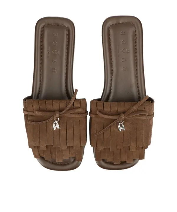 Hogan Fringed Flat Sandals - Brown