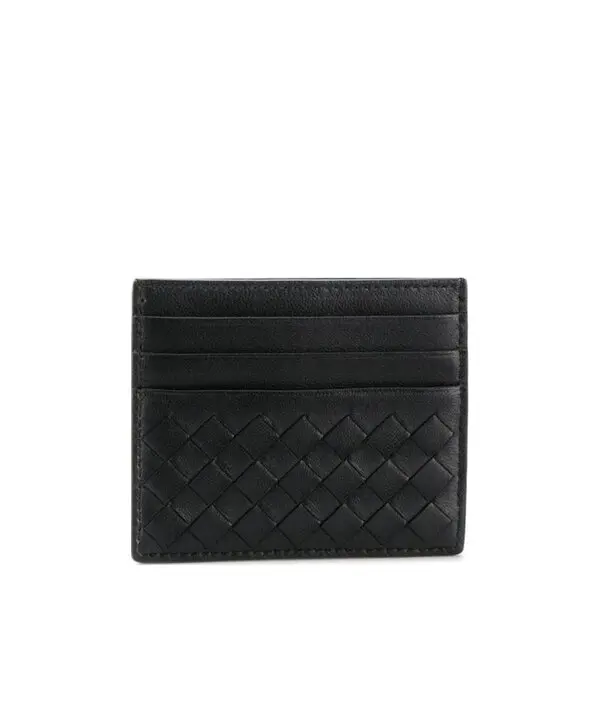 Bottega Veneta Nero Intrecciato Nappa Card Case - Black