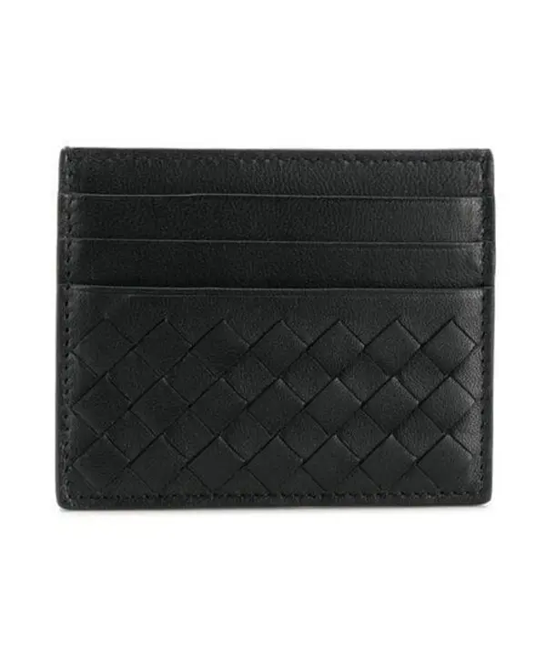 Bottega Veneta Nero Intrecciato Nappa Card Case - Black