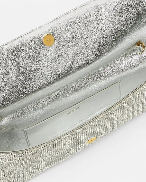 Versace Embellished Clutch Bag With La Medusa Hardware - Silver