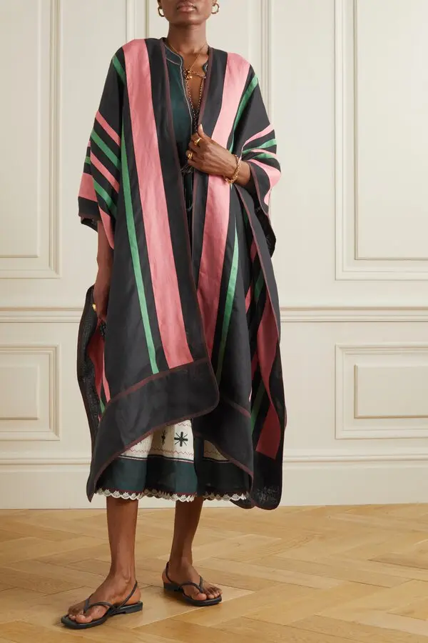Vita Kin Ola Striped Linen Cape