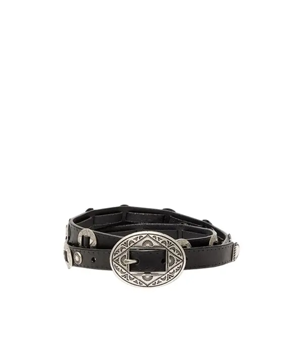 GOLDEN GOOSE Embellished Leather Belt - Black