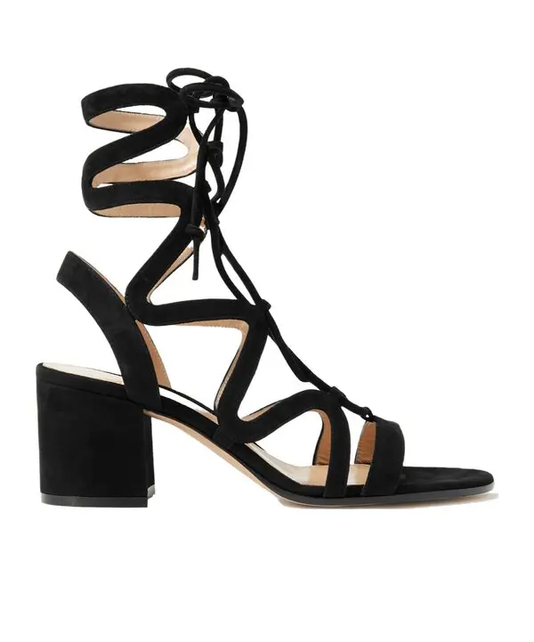 GIANVITO ROSSI Strappy Suede Ankle Tie Sandals