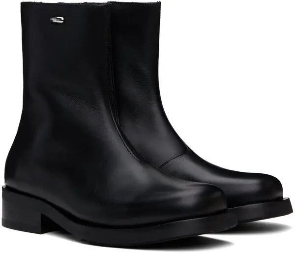 Our Legacy Square Toe Zip Up High Top Boots - Black