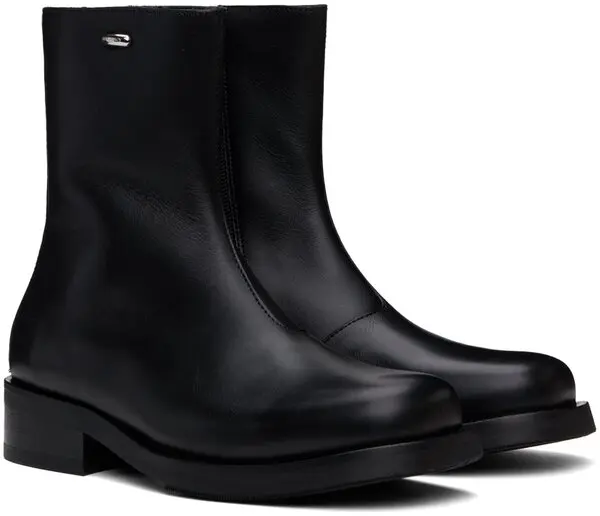 Our Legacy Square Toe Zip Up High Top Boots - Black