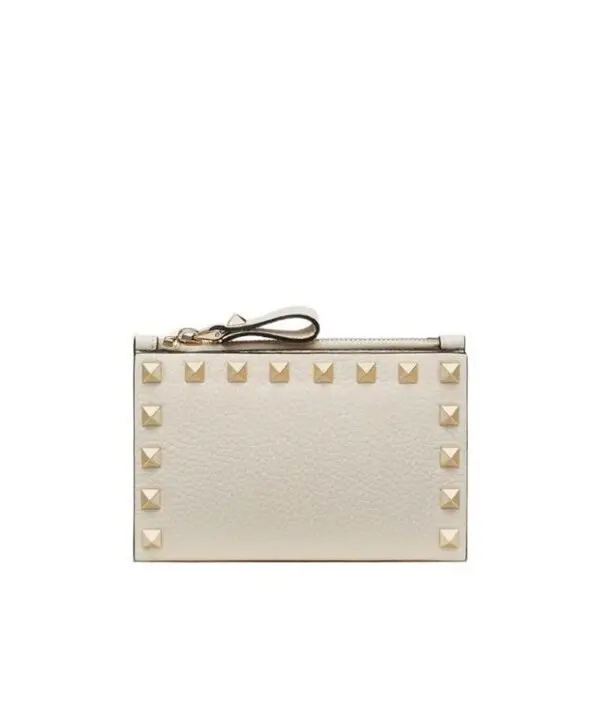 Valentino Garavani Rockstud-embellished Compact Wallet - Nude