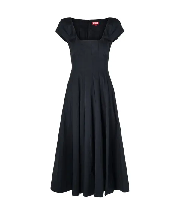 Staud Square Neck Short Sleeve Dress