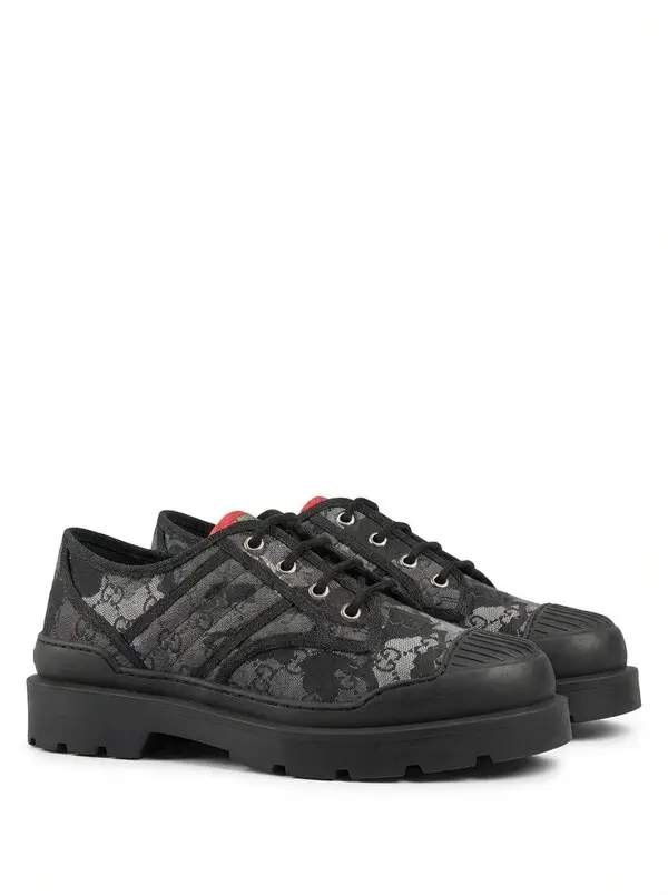 Gucci Lace-up Sneakers With All-over Logo Pattern - Black