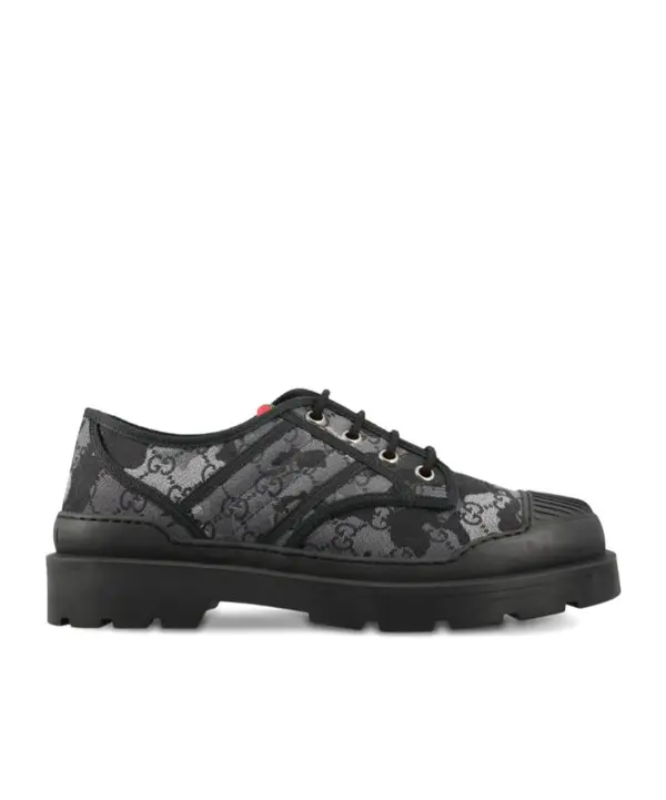 Gucci Lace-up Sneakers With All-over Logo Pattern - Black