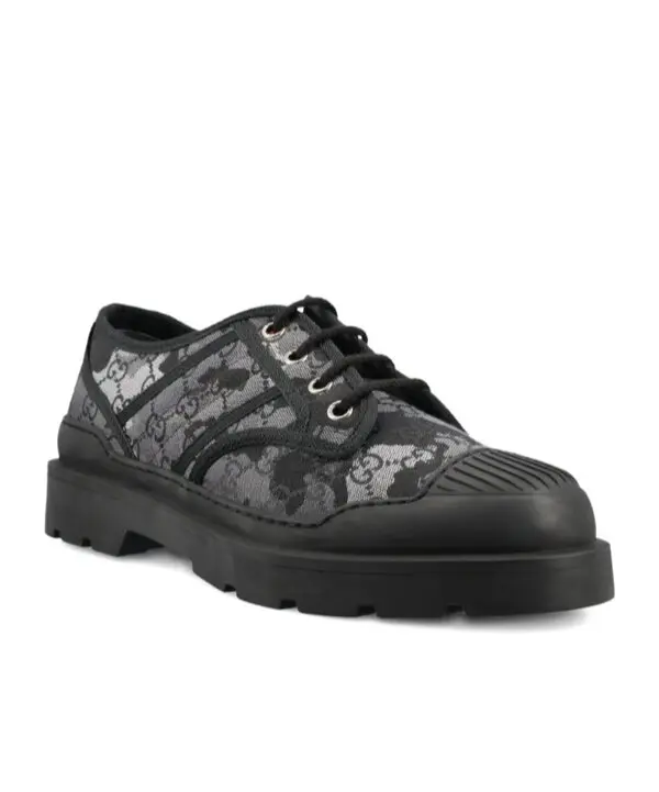 Gucci Lace-up Sneakers With All-over Logo Pattern - Black