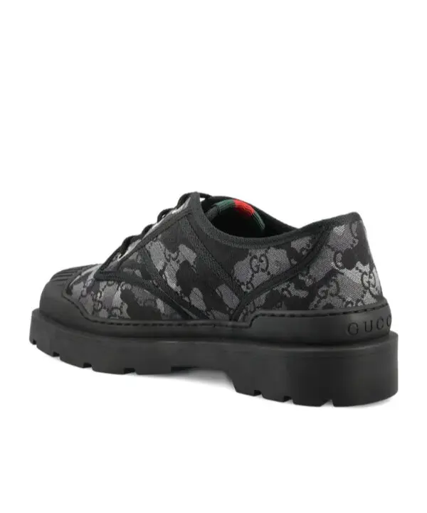 Gucci Lace-up Sneakers With All-over Logo Pattern - Black