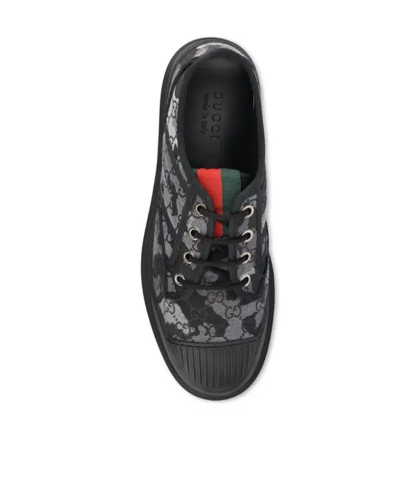 Gucci Lace-up Sneakers With All-over Logo Pattern - Black