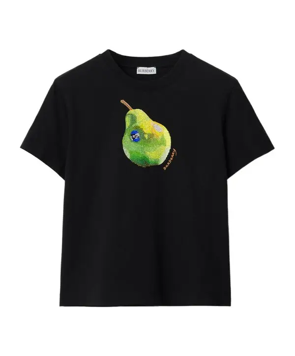 Burberry Crystal Embellished Cotton T-shirt - Black