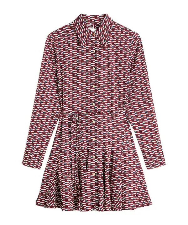 Tommy Hilfiger Slim-fit Mini Shirt Dress With Self-belt - Red