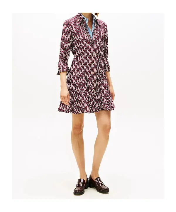 Tommy Hilfiger Slim-fit Mini Shirt Dress With Self-belt