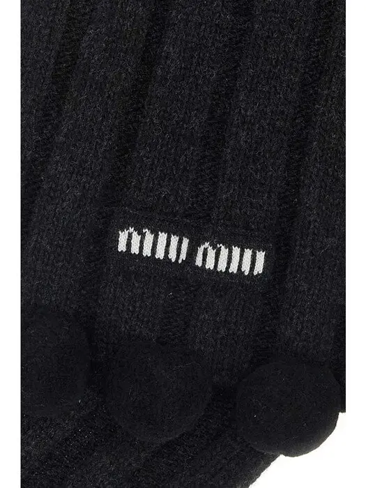 Miu Miu Pompom Trim Scarf