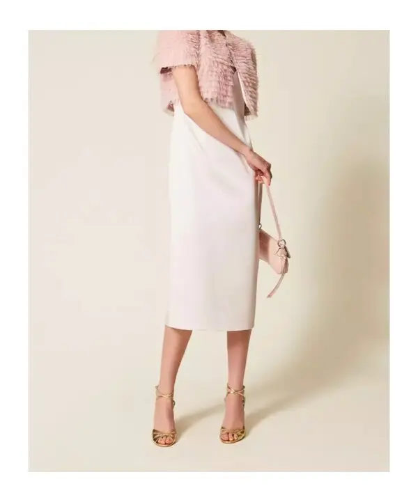 TWINSET Long Duchesse Dress With Thin Shoulder Straps And V-neckline - White